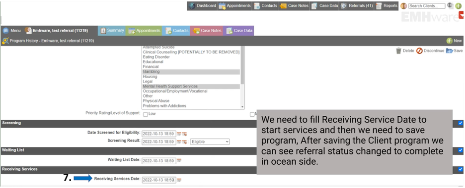 Accepting Ocean Referral in EMHware – EMHware Help Centre