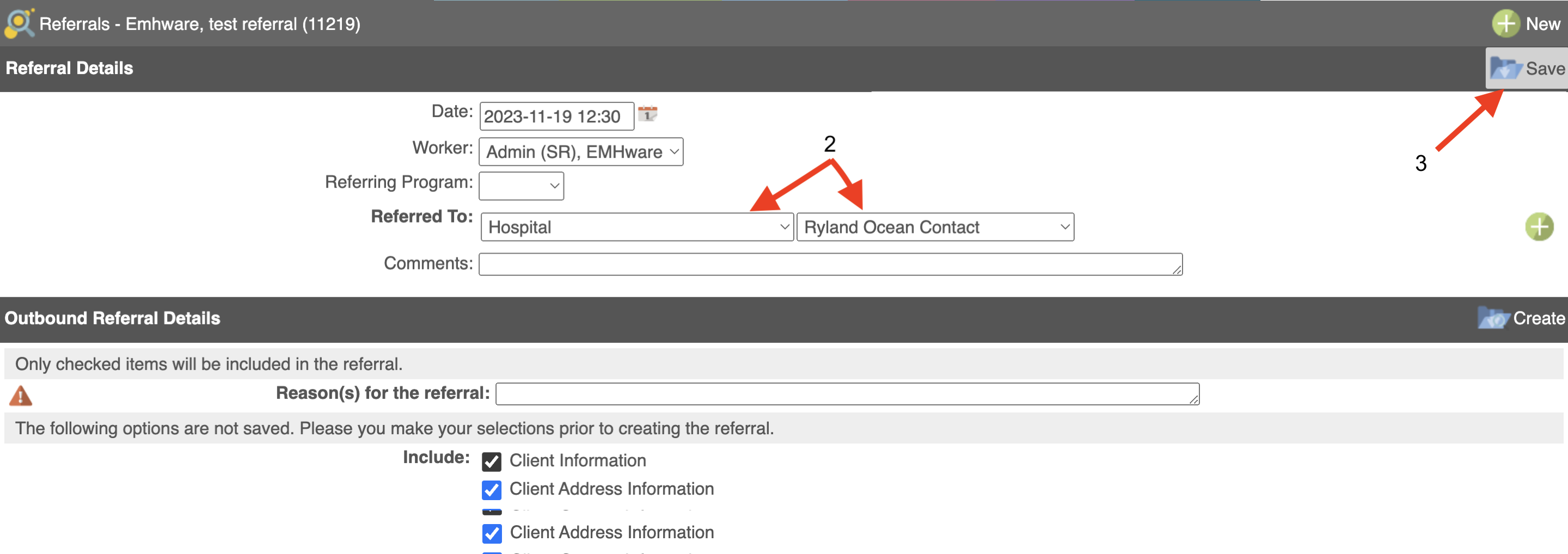 Sending a referral through Ocean – EMHware Help Centre